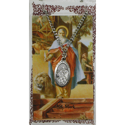 St. Mark Prayer Card w/Chained Medal
