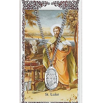 St. Luke Prayer Card w/Chained Medal