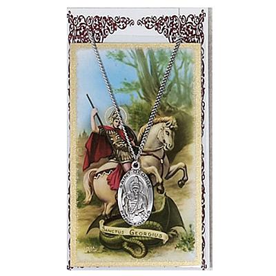 St. George Prayer Card w/Chained Medal